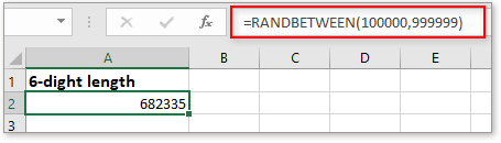 Generate random number with the given specific length in Excel