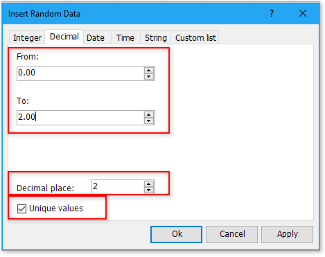 How to generate random decimal/integer numbers in Excel?