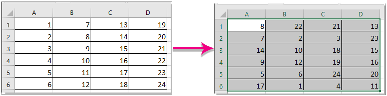 How to randomly sort cells in a column or range in Excel