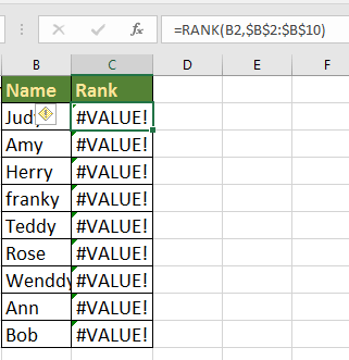 How to rank data by alphabetical order in Excel?