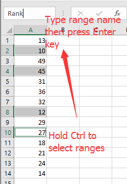 How to quickly rank non-continuous range in Excel?