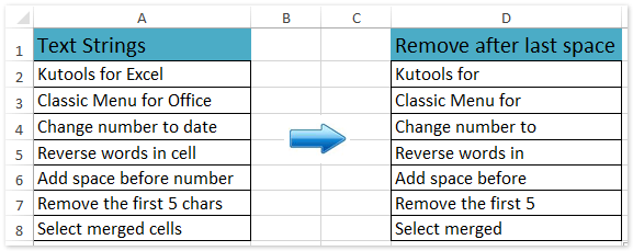 How To Remove All Characters After The First last Space From Cells In 