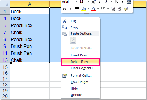 How to remove both duplicate rows in Excel?