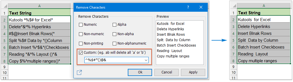Excel remove characters, words, numbers from text strings