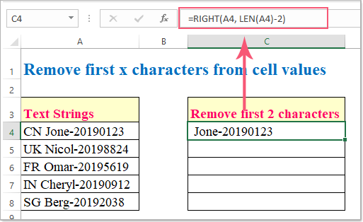 How To Remove First Last X Characters Or Certain Position Characters From Text In Excel how-to-remove-first-last-x-characters-or-certain-position-characters-from-text-in-excel