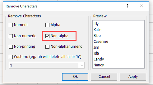 How to remove non-English characters in Excel column?