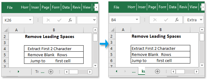 How to remove leading and trailing spaces in Excel cells?