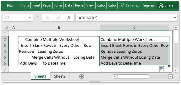 How To Remove Leading And Trailing Spaces In Excel Cells 