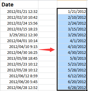 How to remove time from date in Excel?