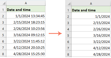 Remove time from date / timestamp in Excel – 4 easy ways