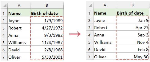 Remove or hide year from date in Excel – 3 quick ways