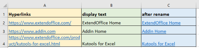 Batch rename multiple hyperlinks at once in Excel