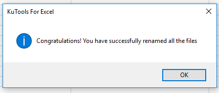 How to rename all images names in a folder according to a list of cells in Excel?