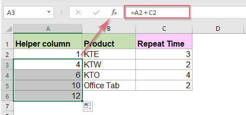 How to repeat cell value x times in Excel?