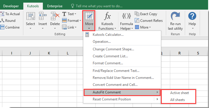 How to reset all comment positions in Excel?