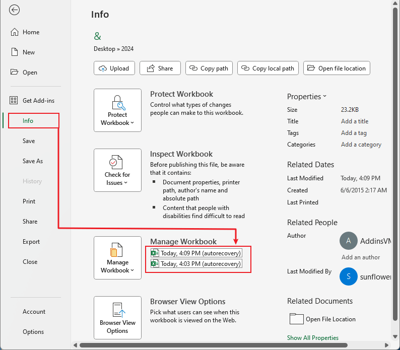 How to restore unsaved file in Excel?