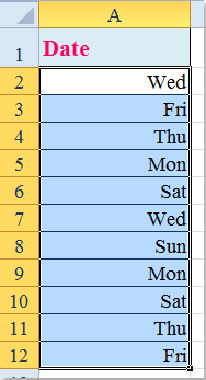 How to return day of the week from date in Excel?