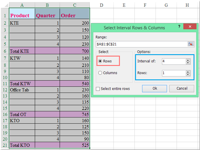 How To Return Cell Value Every Five Or Nth Row In Excel 