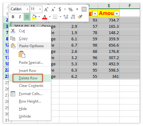 How to reverse (delete) filtered rows in Excel?