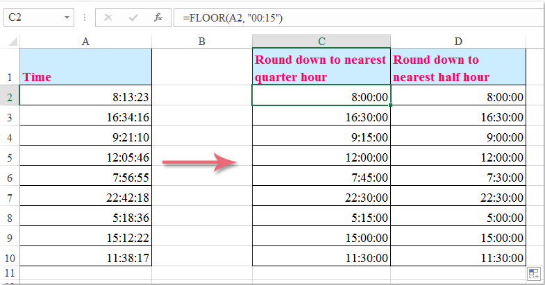 How to round / round up / round down time to nearest quarter / half ...
