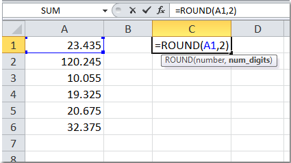 How to round / round up / round down a range of cell numbers in Excel?