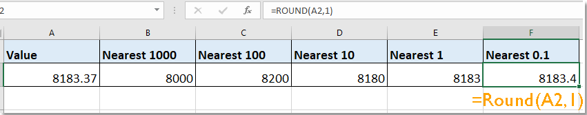 How to round to nearest 1000s/100s/10s/1s/0.1s numbers in Excel?