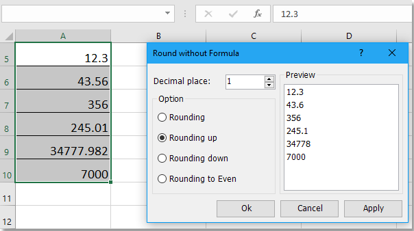 How to round to nearest 1000s/100s/10s/1s/0.1s numbers in Excel?