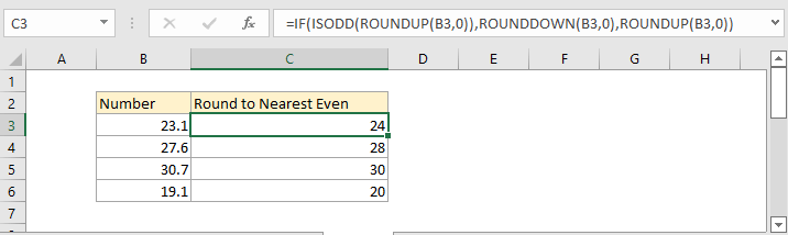 How to round to nearest even or odd number in Excel?