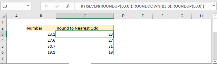 How to round to nearest even or odd number in Excel?