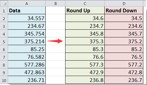 How to round number up or down in Excel?