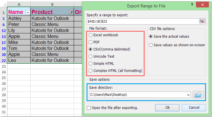 How To Save Export Only Filtered Data From Excel To Csv File 9933