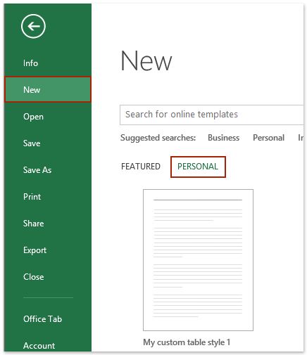 How to save custom table style/format in Excel?