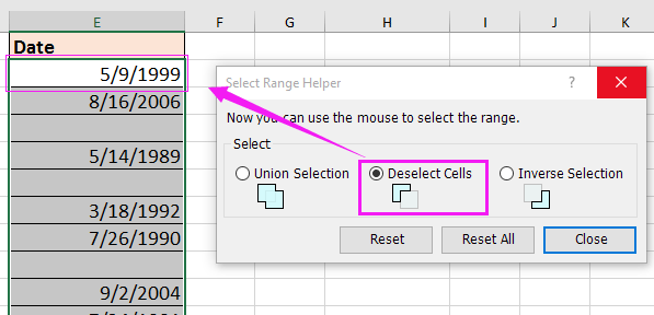 How to select entire column except header/first row in Excel?