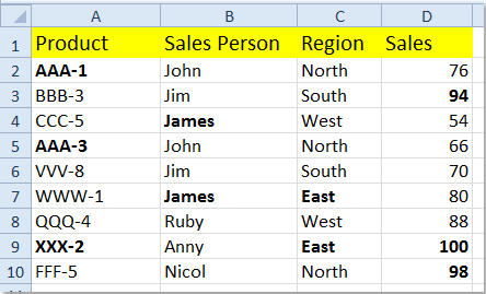 How to identify and select all bold cells or text in Excel?
