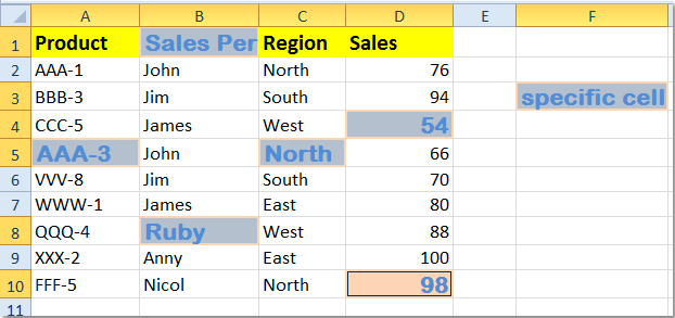 How to select cells based on color or formatting of another cell in Excel?