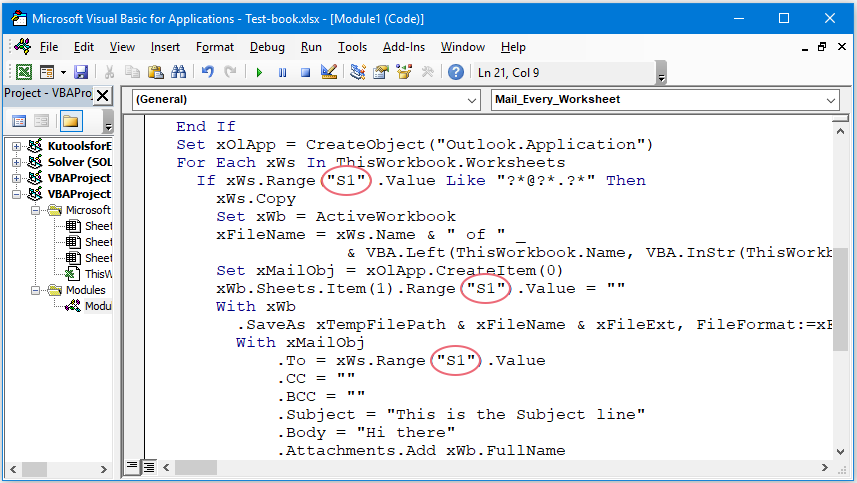 How to send each sheet to different email addresses from Excel?