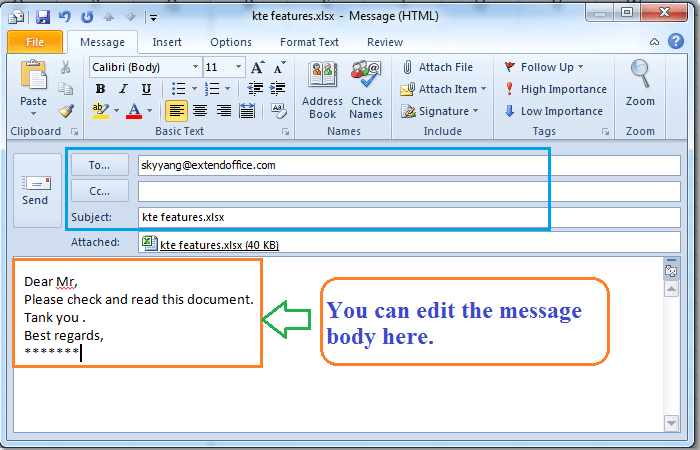 How To Send Current Workbook Through Outlook From Excel
