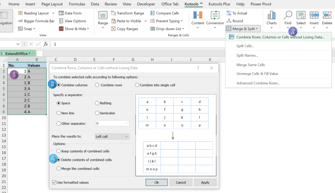 How to restart numbering when value changes in Excel?
