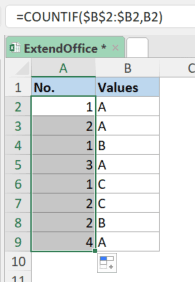 How to restart numbering when value changes in Excel?