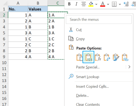 How to restart numbering when value changes in Excel?