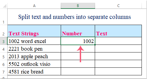 How to separate text and numbers from one cell into two columns?