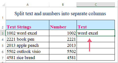 How to separate text and numbers from one cell into two columns?