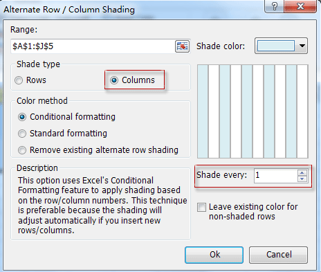 How to shade every other column in Microsoft Excel?