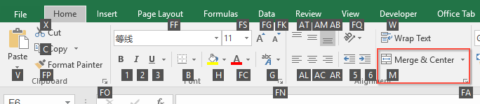 How to merge and center cells by shortcut keys in Excel?