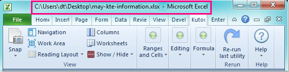 How To Show File Path In Title Bar Or Toolbar In Excel 