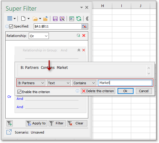 How to display / show auto filter criteria in Excel?