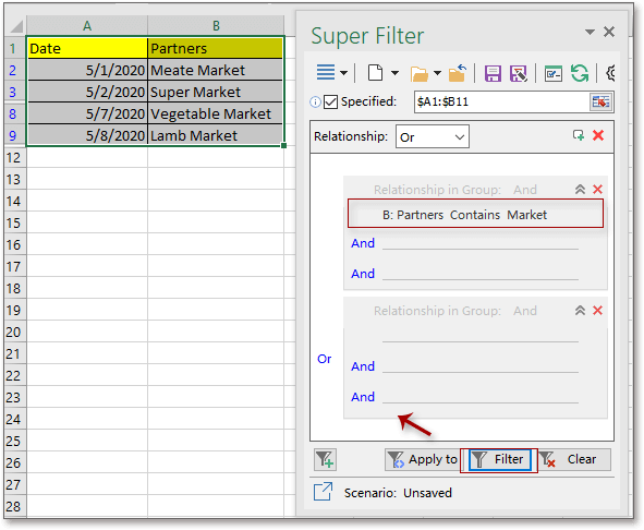 How to display / show auto filter criteria in Excel?