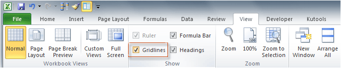 How to quickly show & hide gridlines in Excel?