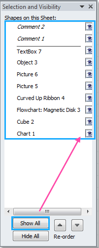 How To Show Or Hide All Objects Pictureschartsshapescomments In Excel 