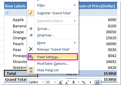 How to show multiple grand totals in pivot table?